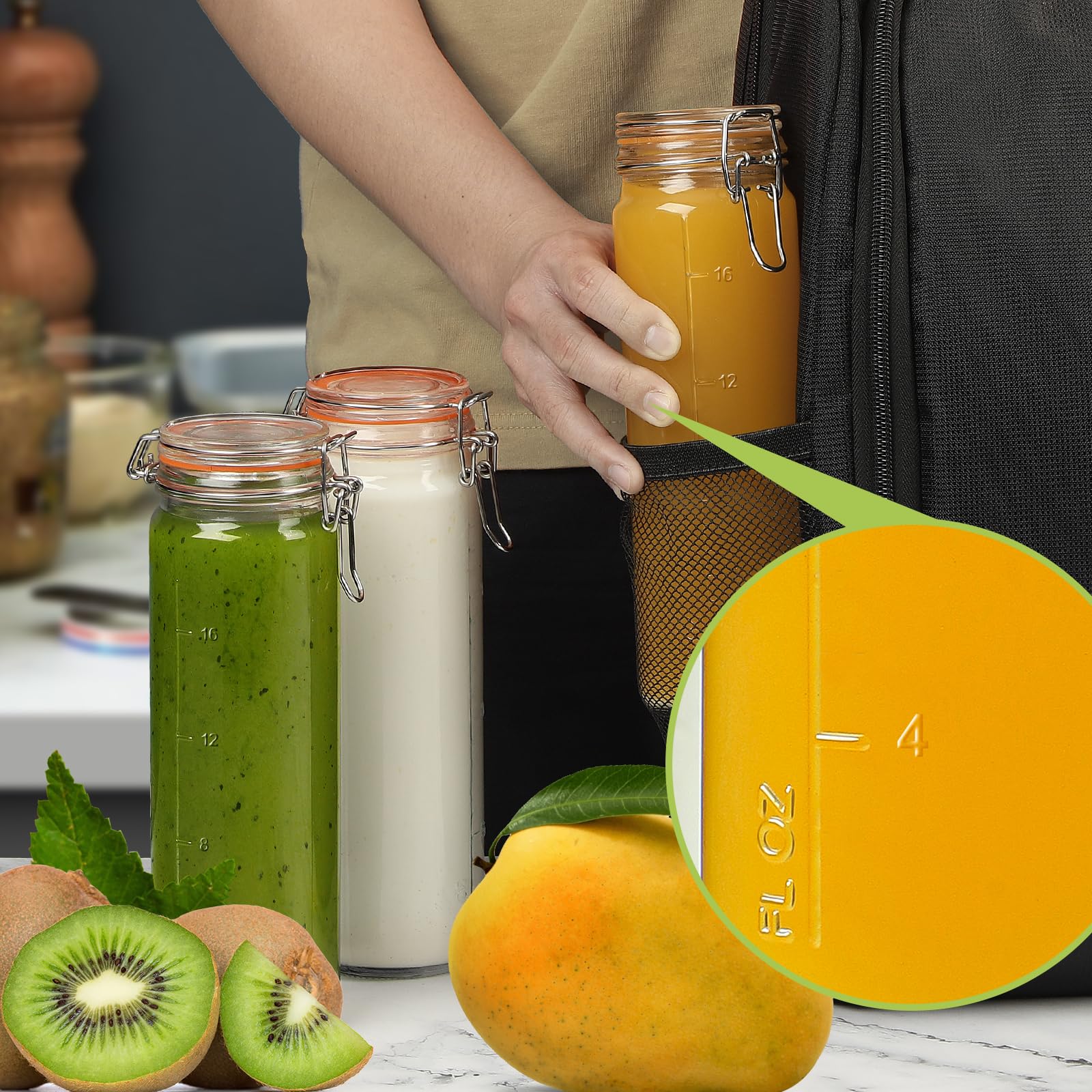 Mua [Upgraded] 20 oz Glass Jars with Airtight Lids for Vanilla Extract ...