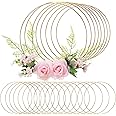 Amazon.com: Sratte 24 Pcs Metal Floral Hoop Macrame Gold Rings Metal ...