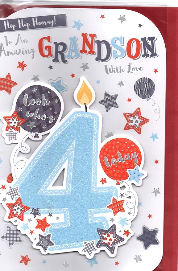 Grandson 4th Birthday Card ~to an Amazing Grandson On Your 4th Birthday ...