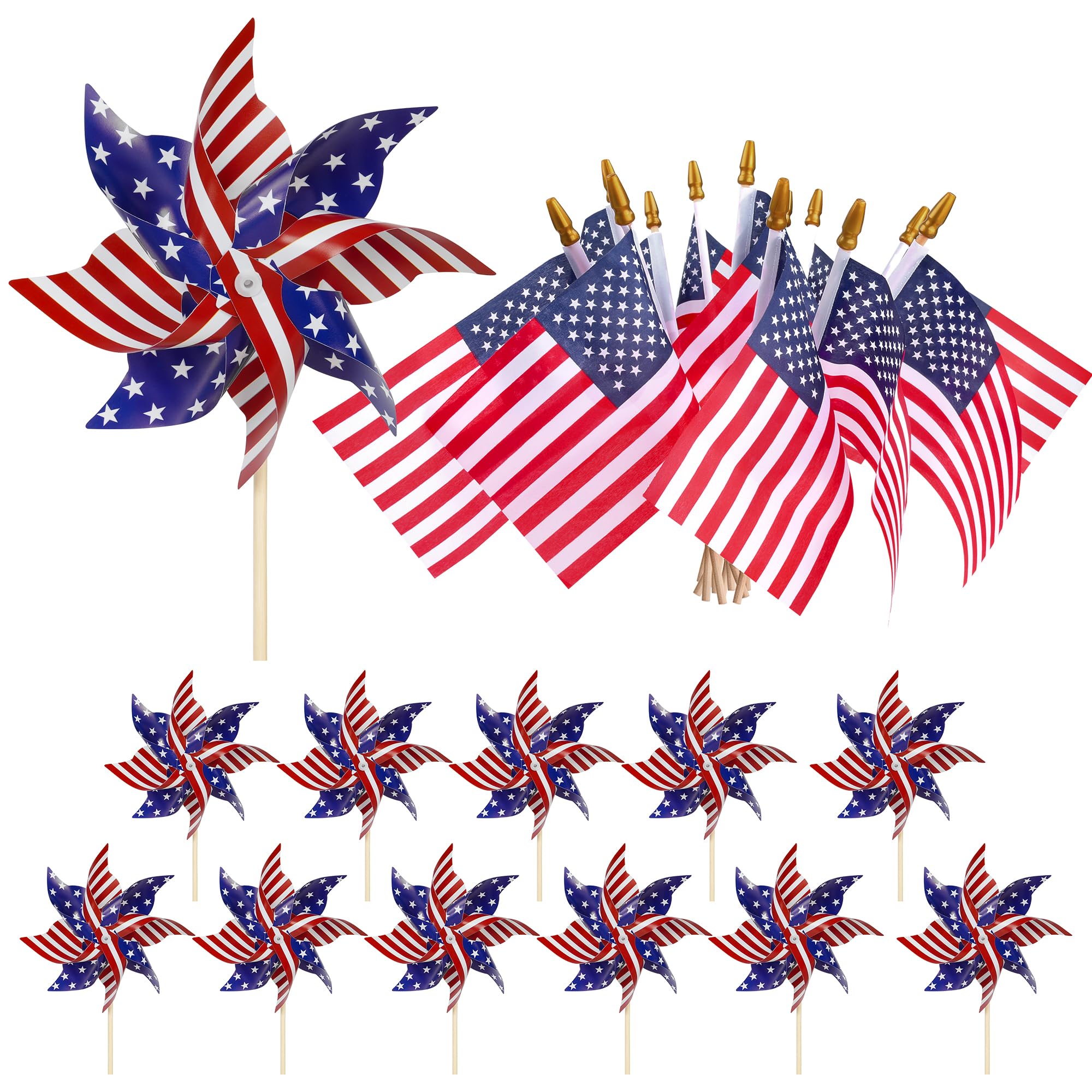 HOOSUN American Flags Patriotic Pinwheels,24 Pack Classroom American ...