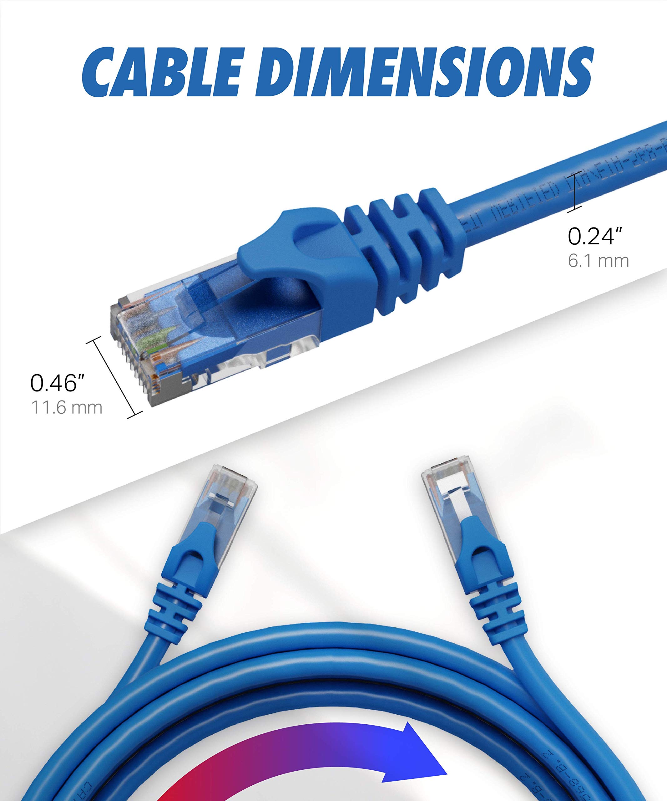 Mua Ultra Clarity Cables Cat6 Ethernet Cable 6 Ft [2 Pack], 10Gpbs High ...