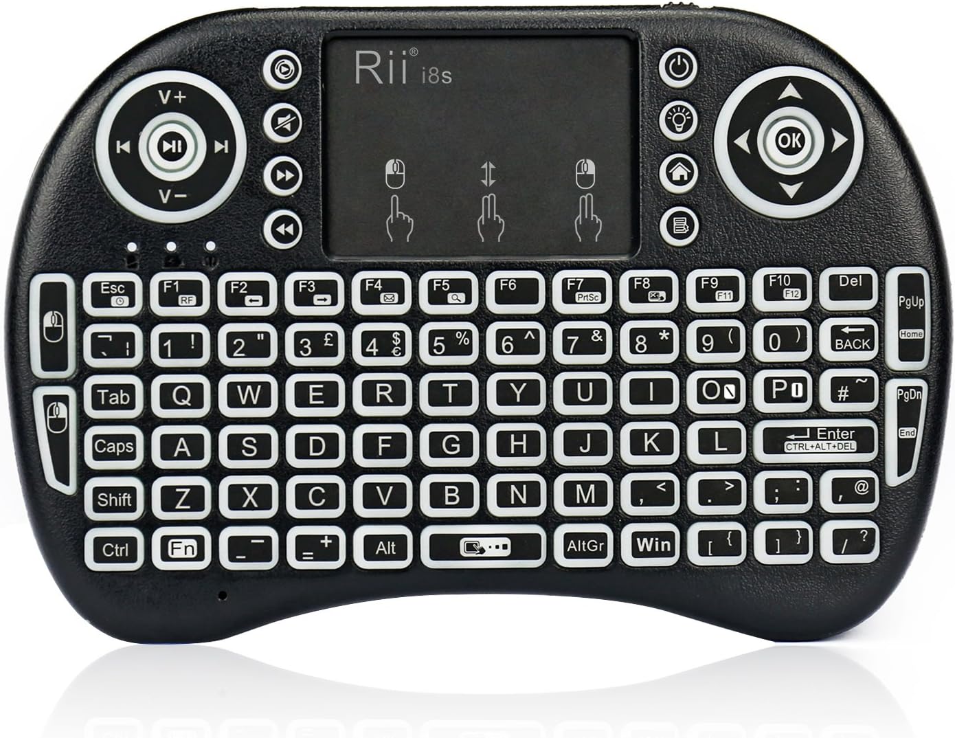 Rii i8S+ Mini Keyboard 2.4GHz Wireless Keyboard with touchpad Backlit ...
