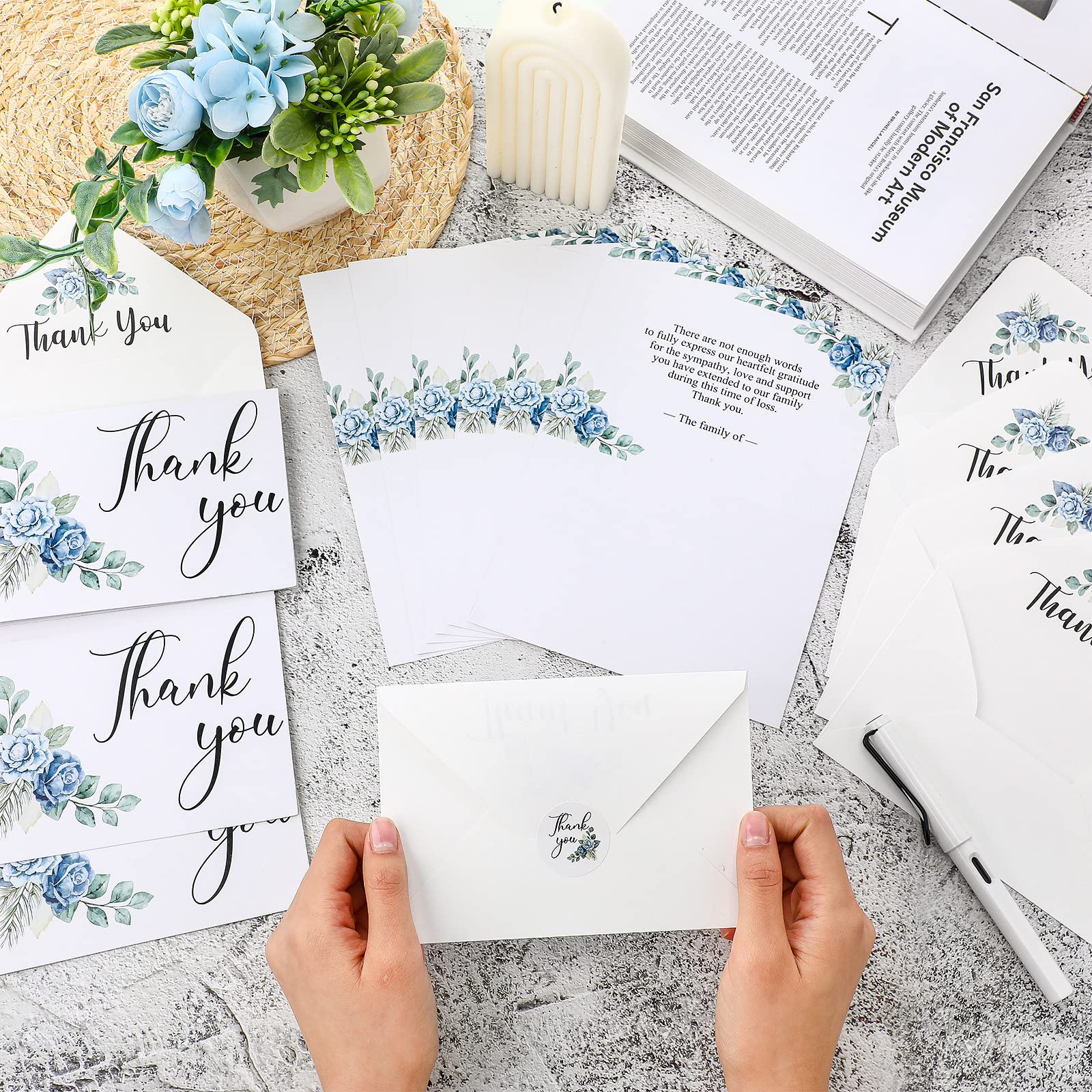 Mua 50 Set Funeral Thank You Cards with Envelopes and Stickers Thank ...