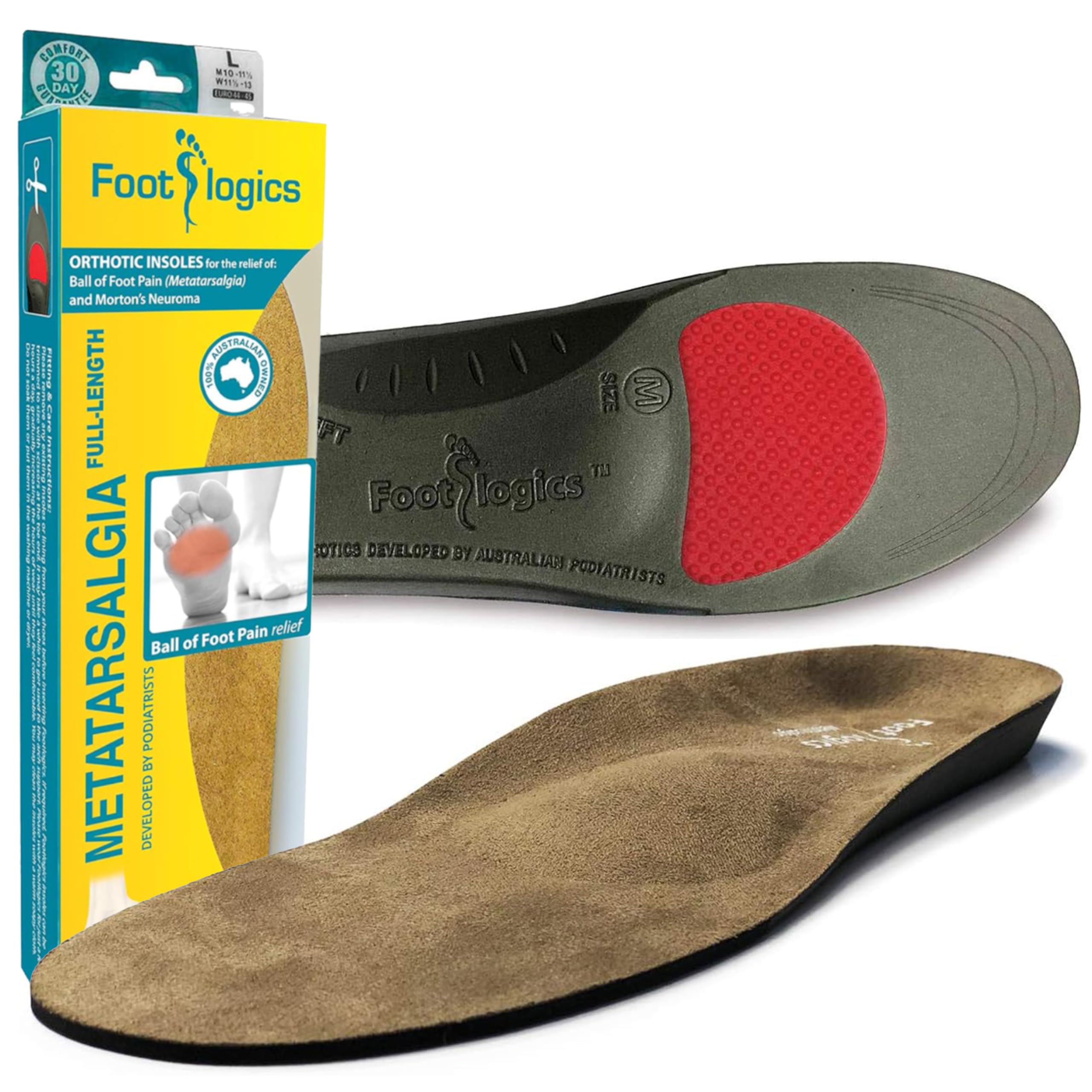 Footlogics Orthotic Shoe Insoles with Built-in Raise for Ball of Foot ...