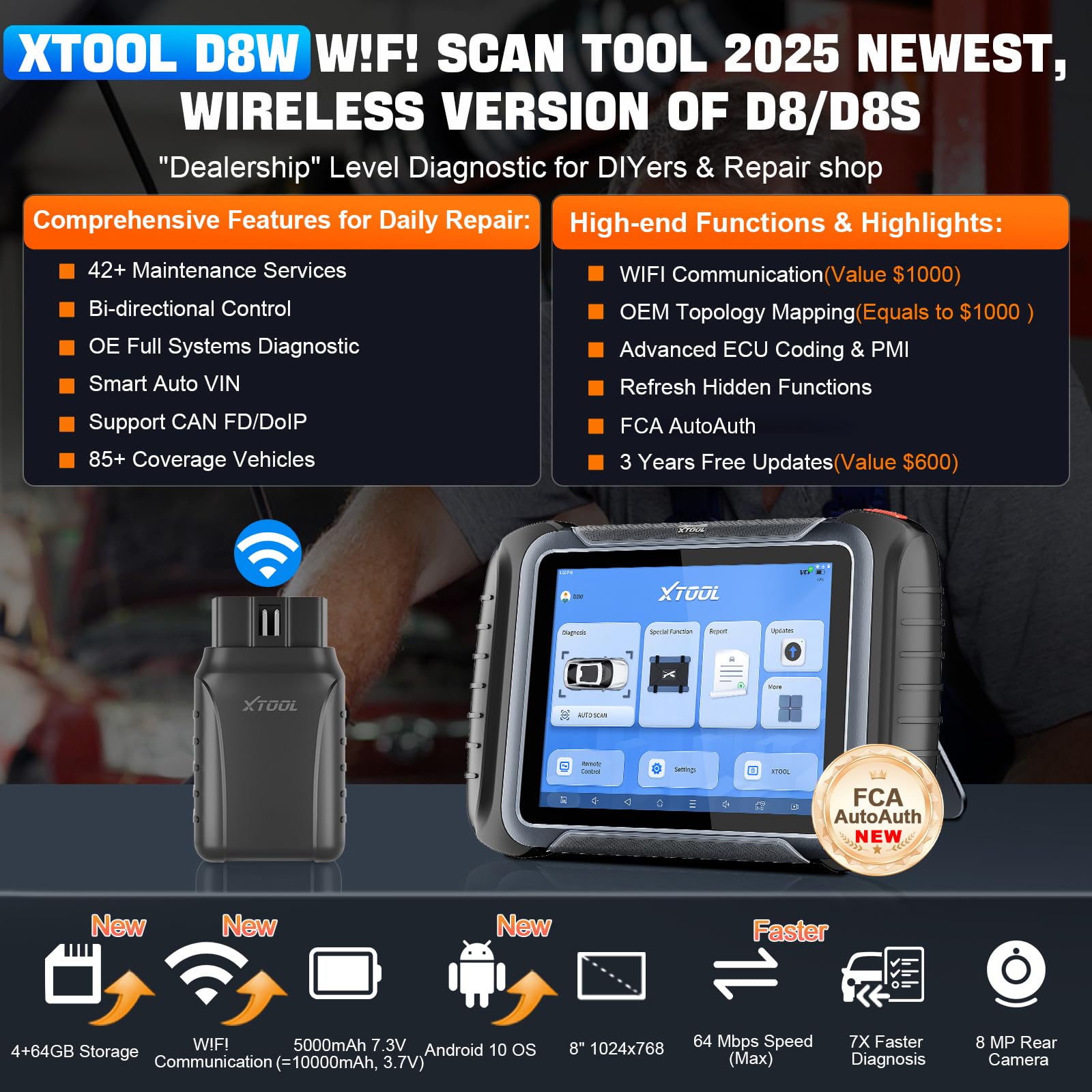 Mua XTOOL D8W Wireless Bidirectional Scan Tool, 2025 OBD2 Scanner with ...