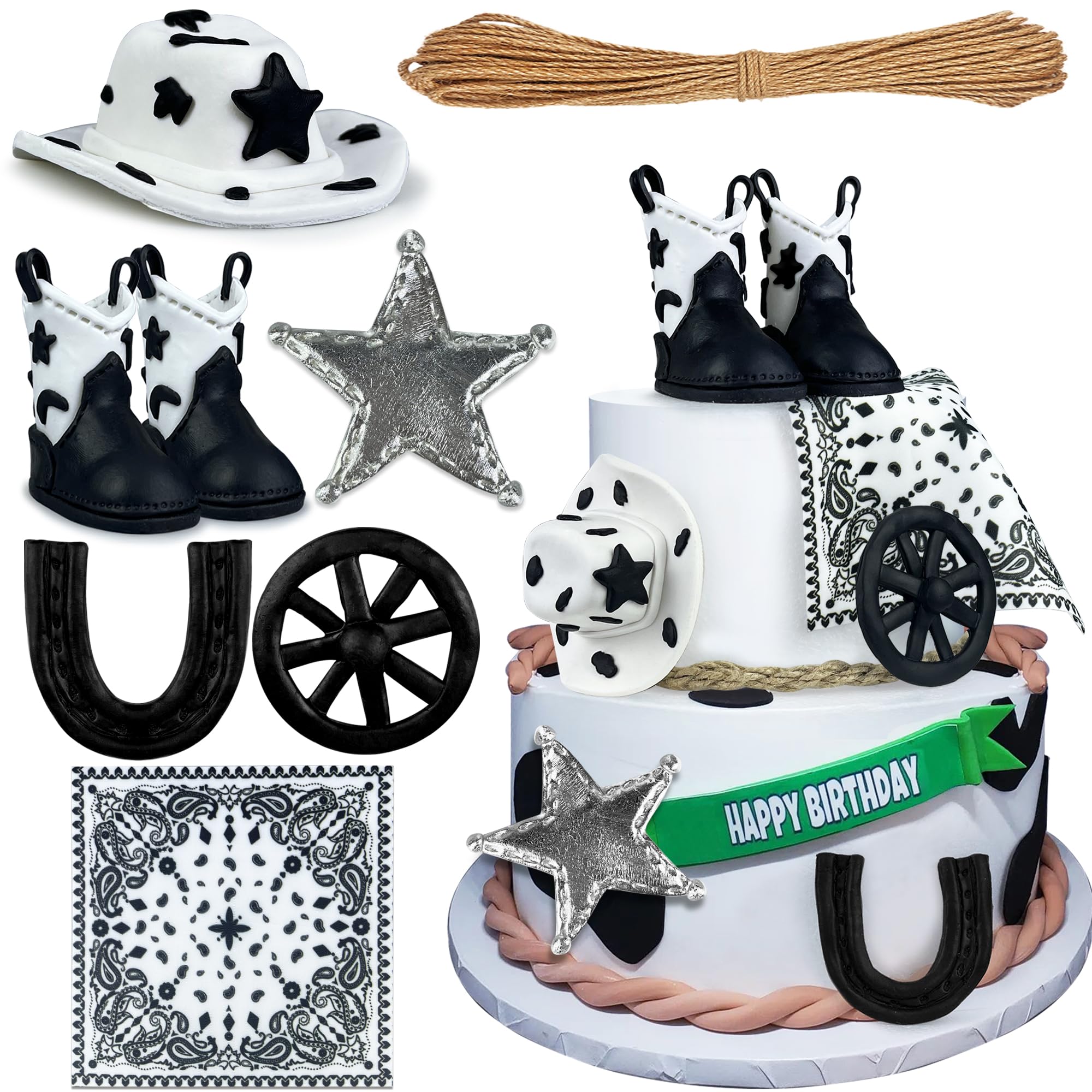 Cowboy Cake Decorations Cowboy Hat and Boot Cake Toppers Western Cowboy ...