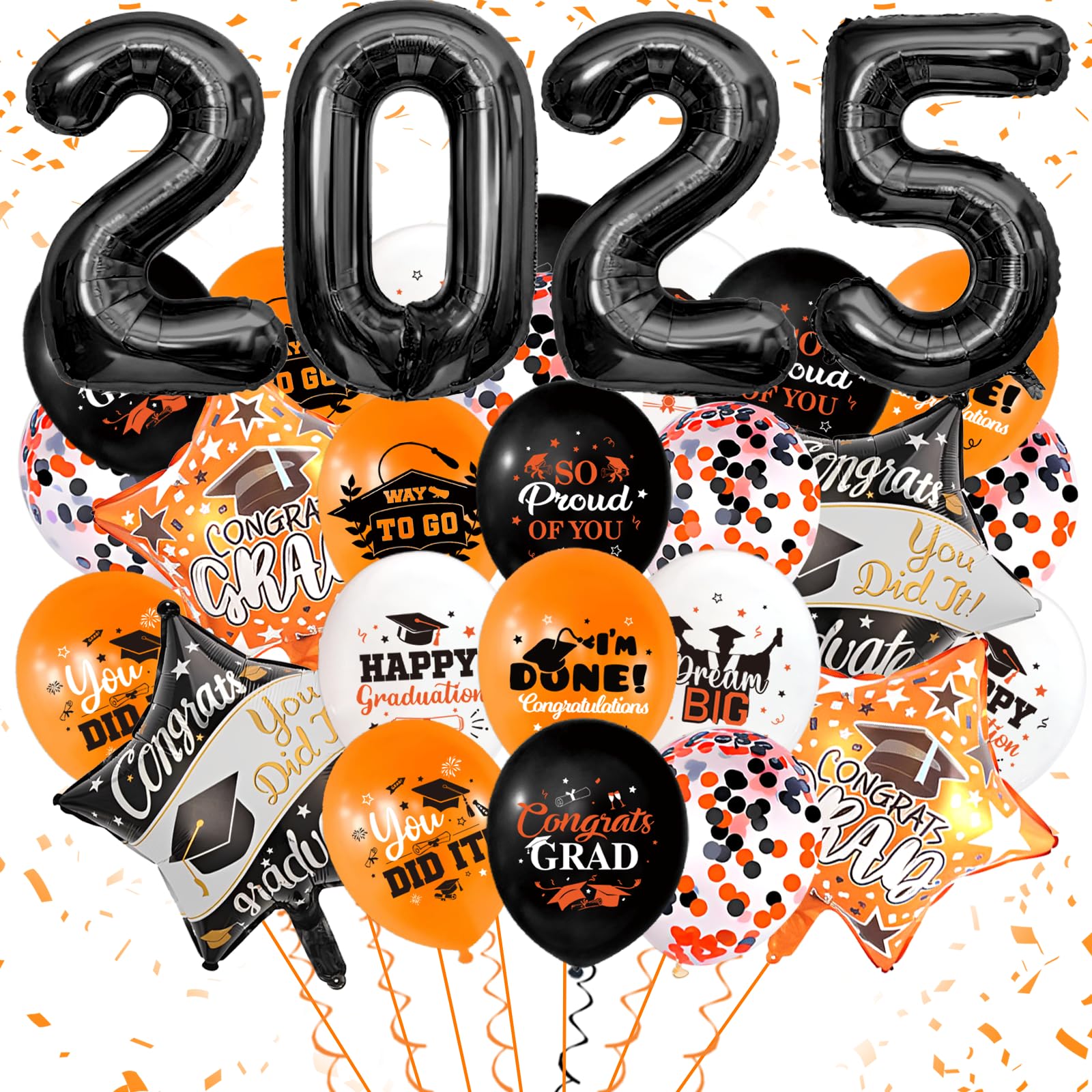Black Graduation 2025 Balloons Graduation Balloons Class of 2025 Congrats Decorations Class of ...