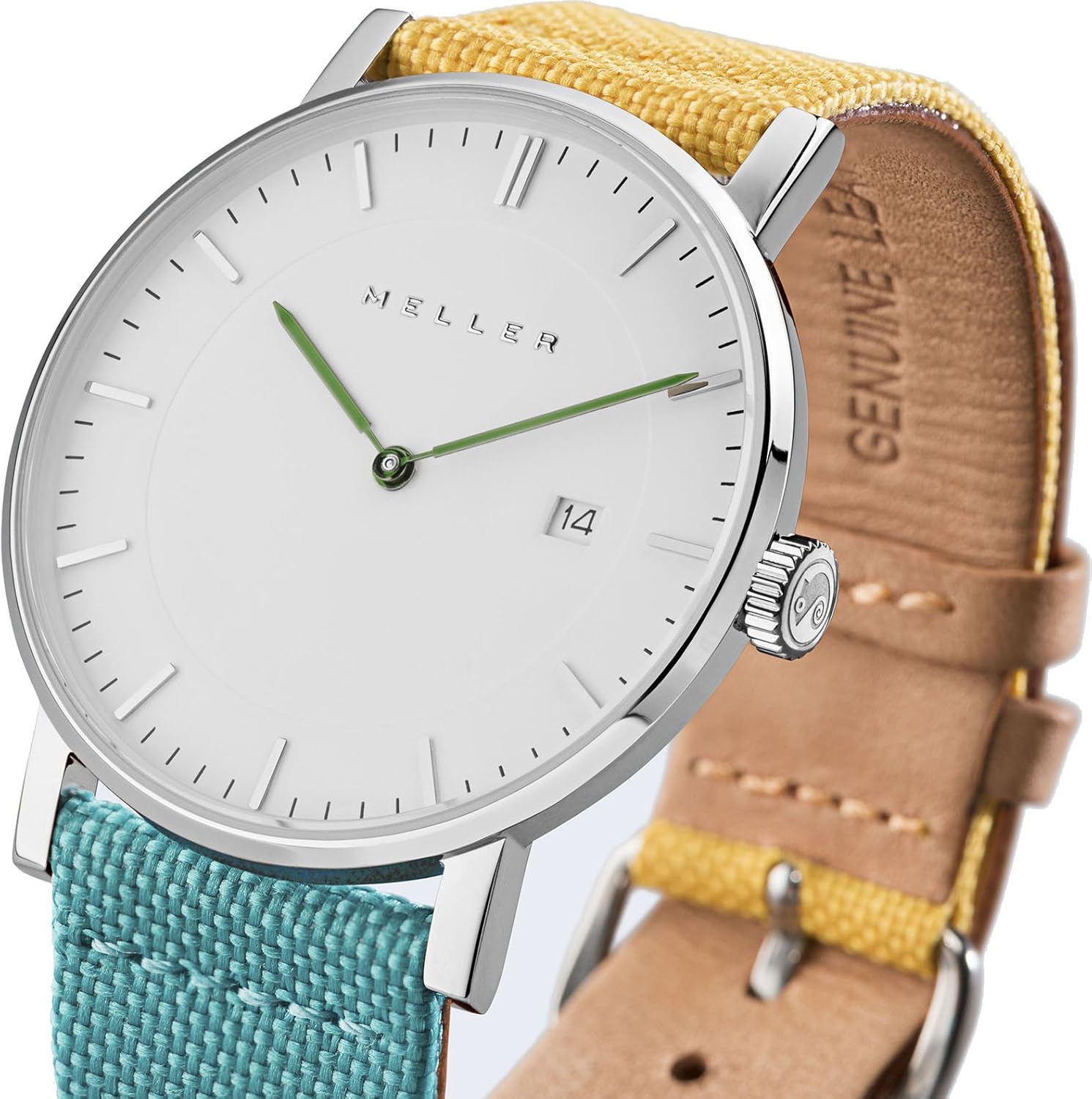 Meller Unisex Dag Bimeadow Minimalist Watch with White Analogue Display ...