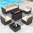 Amazon.com: LayinSun 8 Piece Patio Furniture Set with 44" Propane Gas Fire Pit Table, Outdoor ...