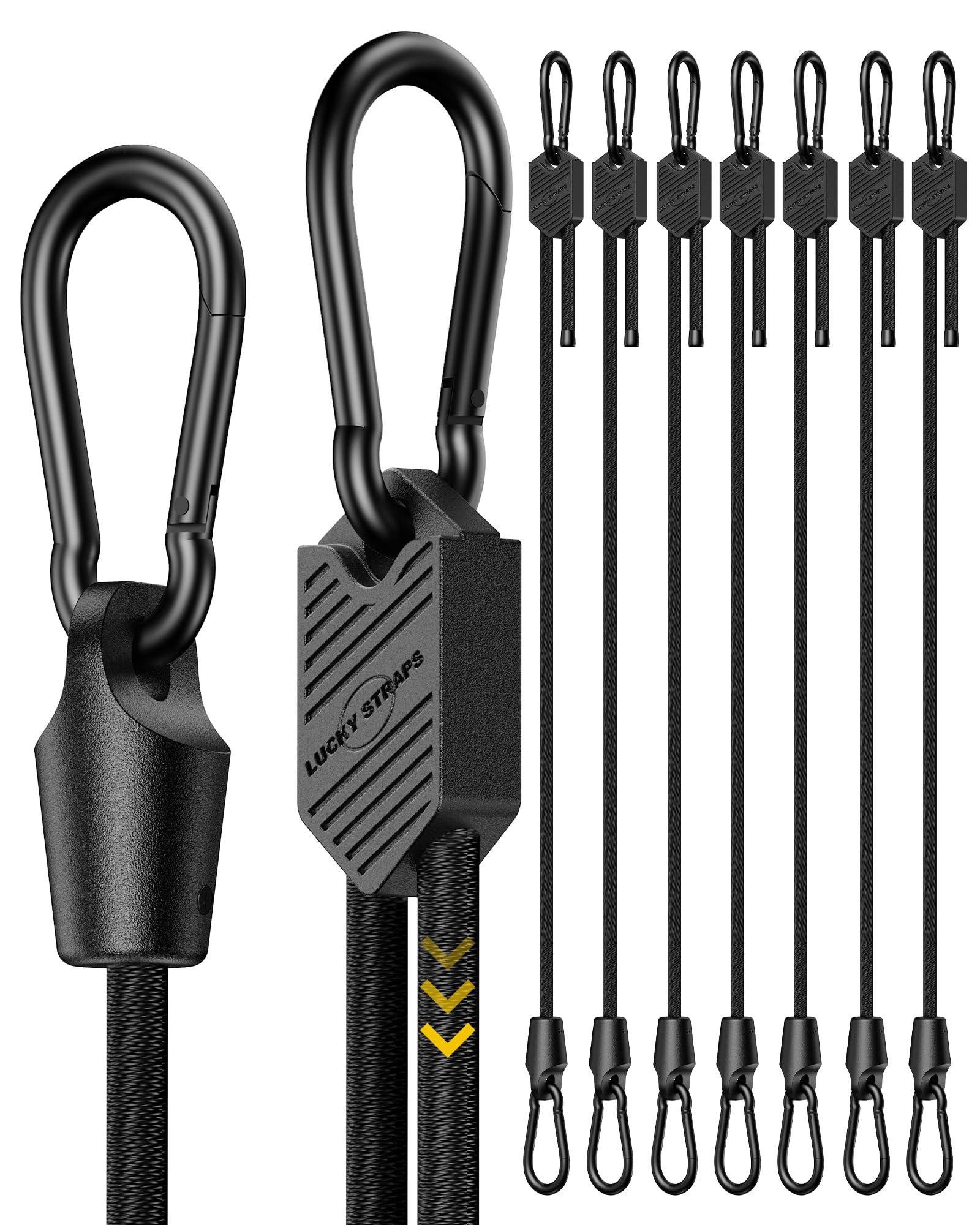 8 Pcs 48 Inch Adjustable Carabiner Bungee Cords with Hooks, Easy to ...