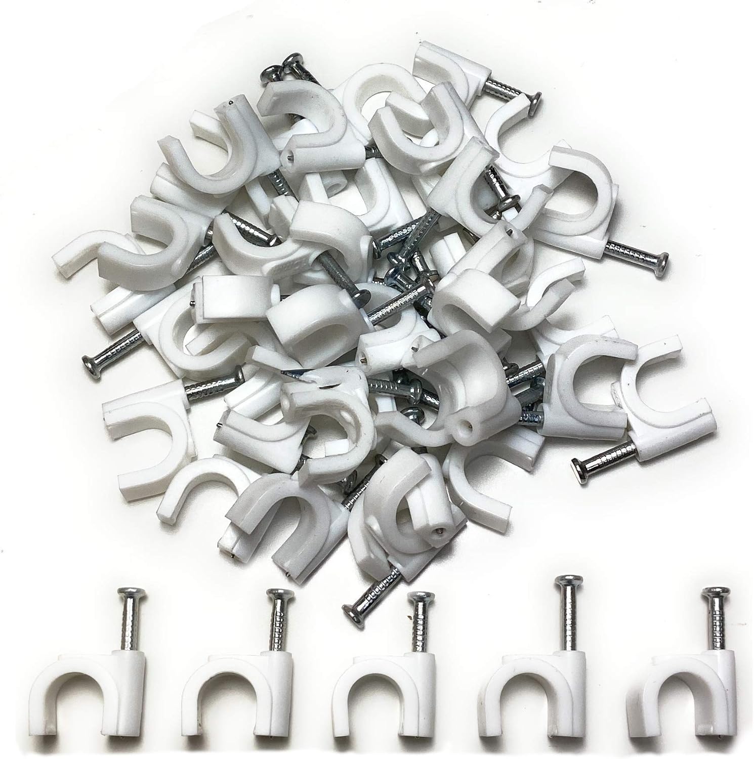 Round White Cable Clips 12mm with Fixing Nails - Packs of 100: Amazon ...