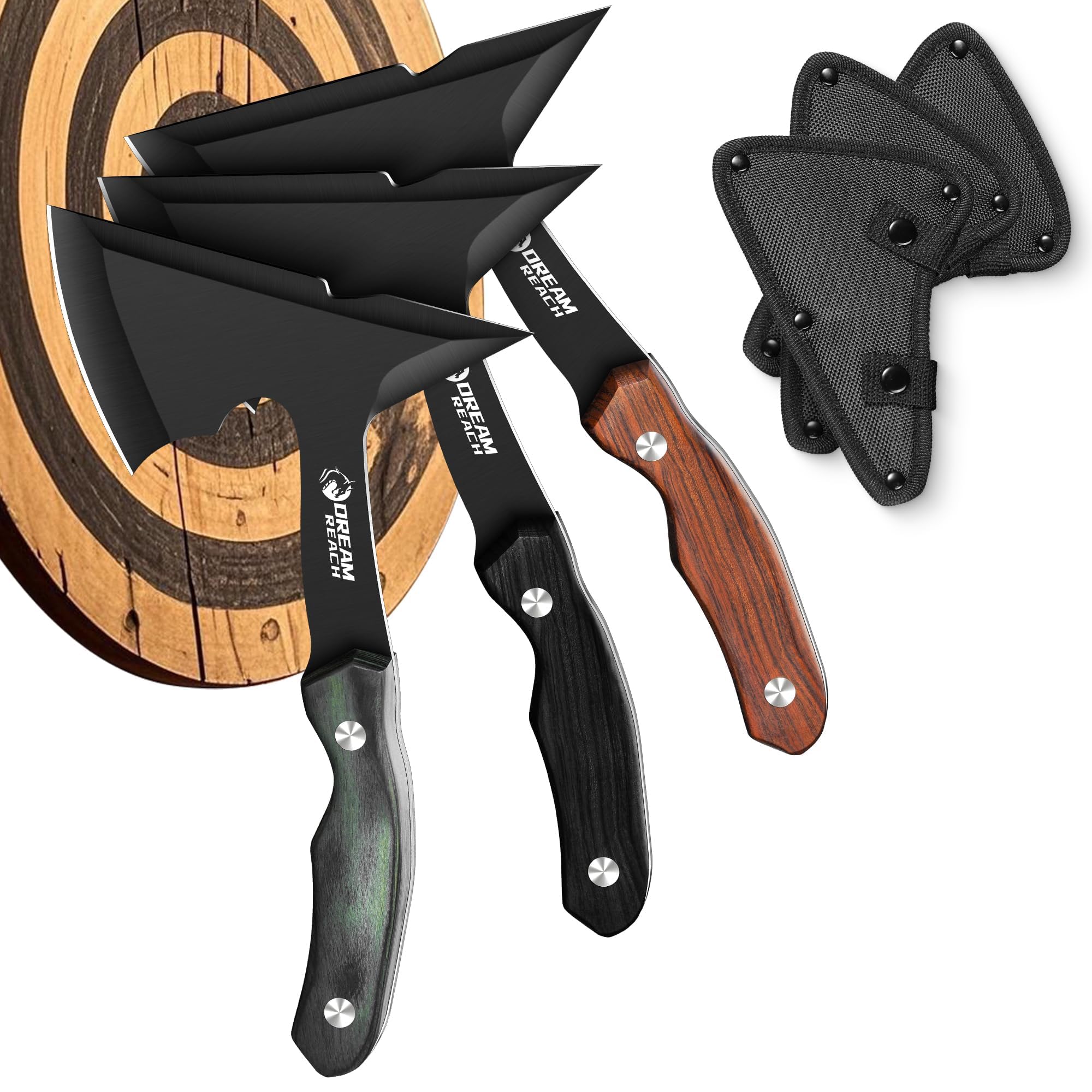 Dream Reach Professional Throwing Axe Set – 3-Pack High-Carbon Steel ...