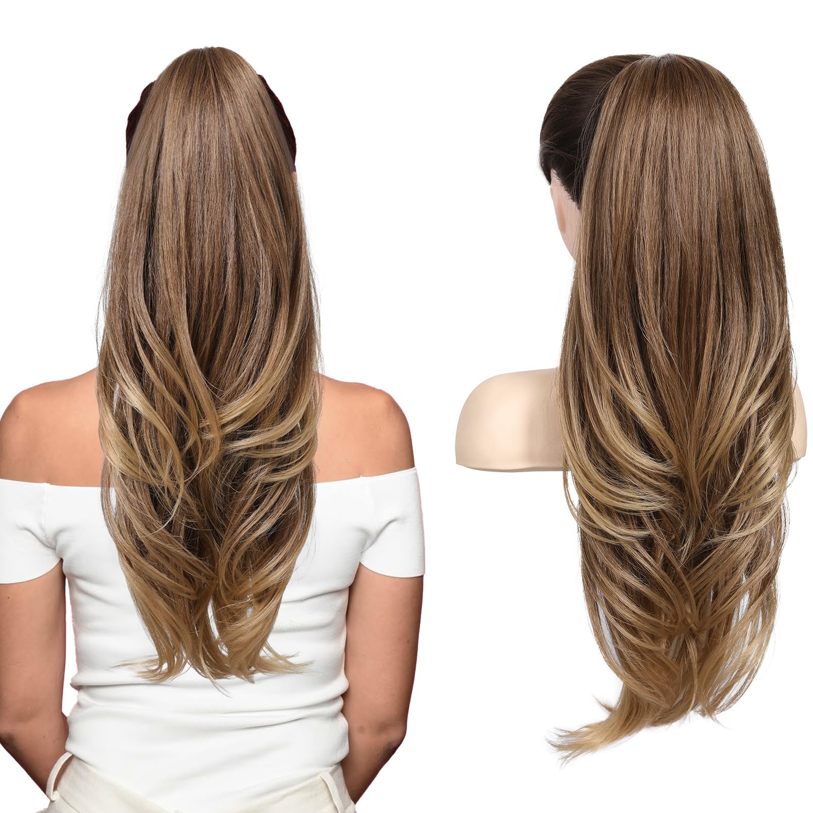 SEIKEA Versatile Drawstring Ponytail Extension, 26" Long Wavy Multi ...