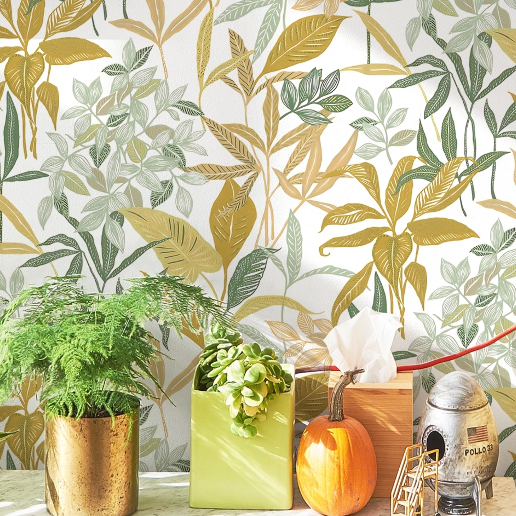 Leaf Wallpaper Peel and Stick, Sage Green Leaves Contact Paper ...