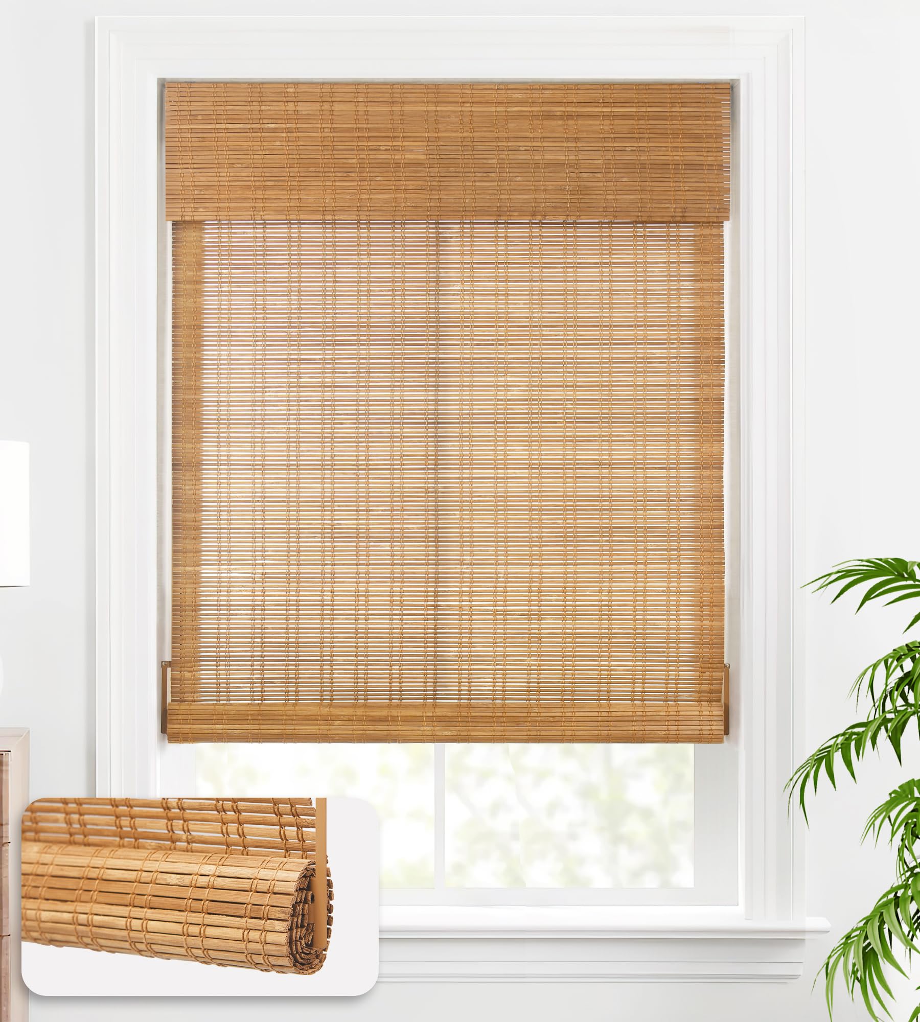 LazBlinds Cordless Bamboo Blinds, Bamboo Roll Up Shades for Windows ...