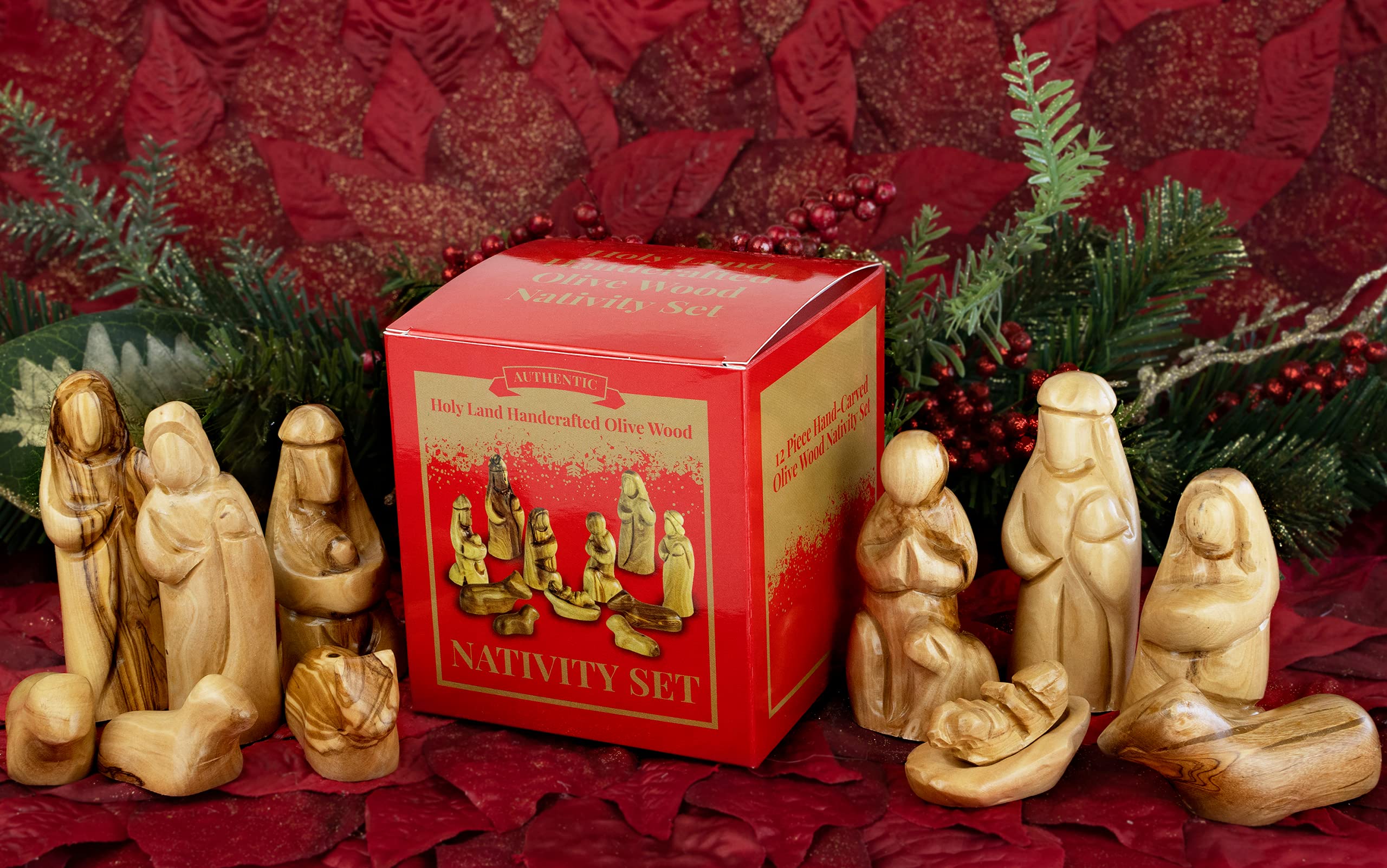 Mua Holy Land Olive Wood Faceless Nativity Set from Israel, 12 Piece ...