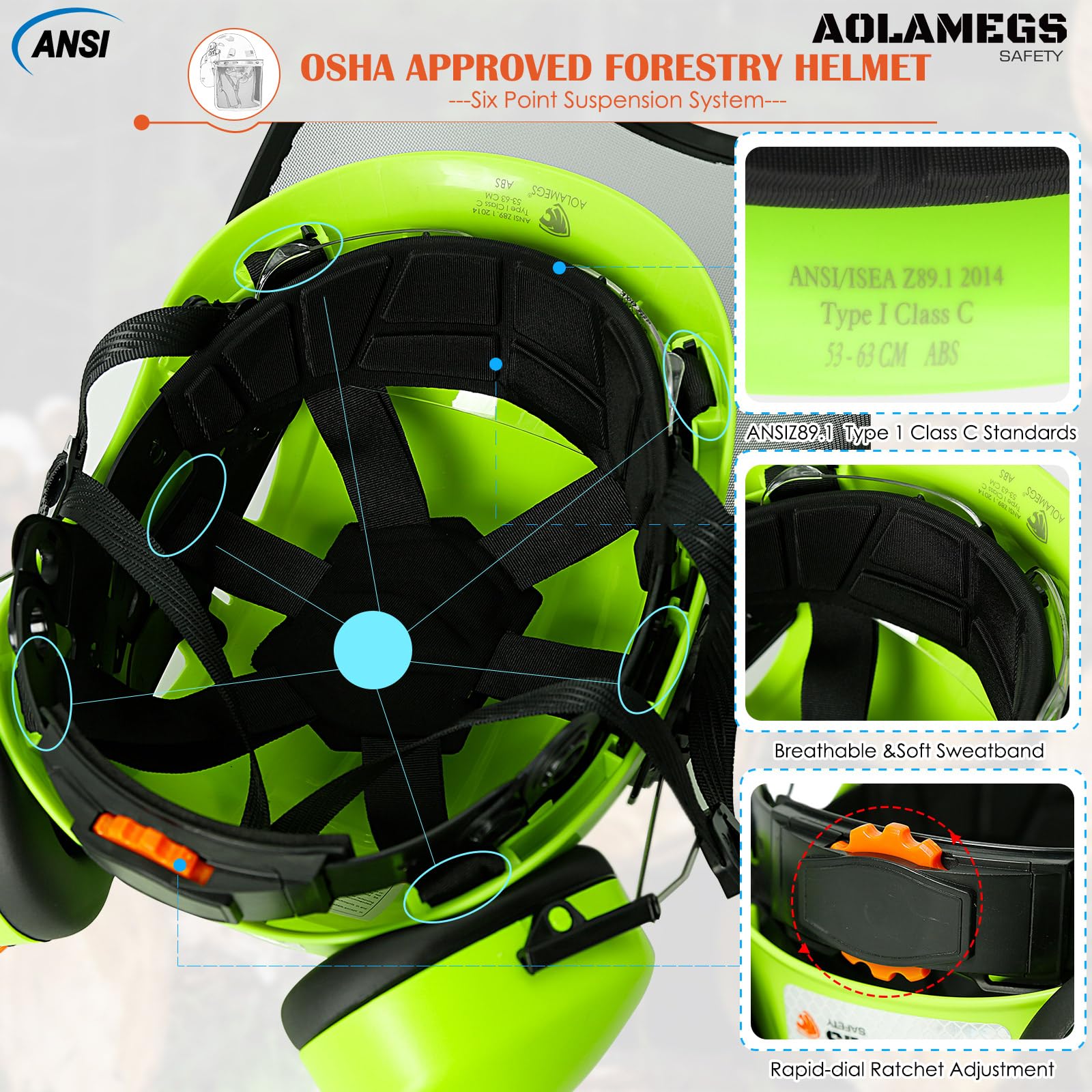 Mua Aolamegs Safe Chainsaw Helmet with Face Shield and Ear Muffs and ...
