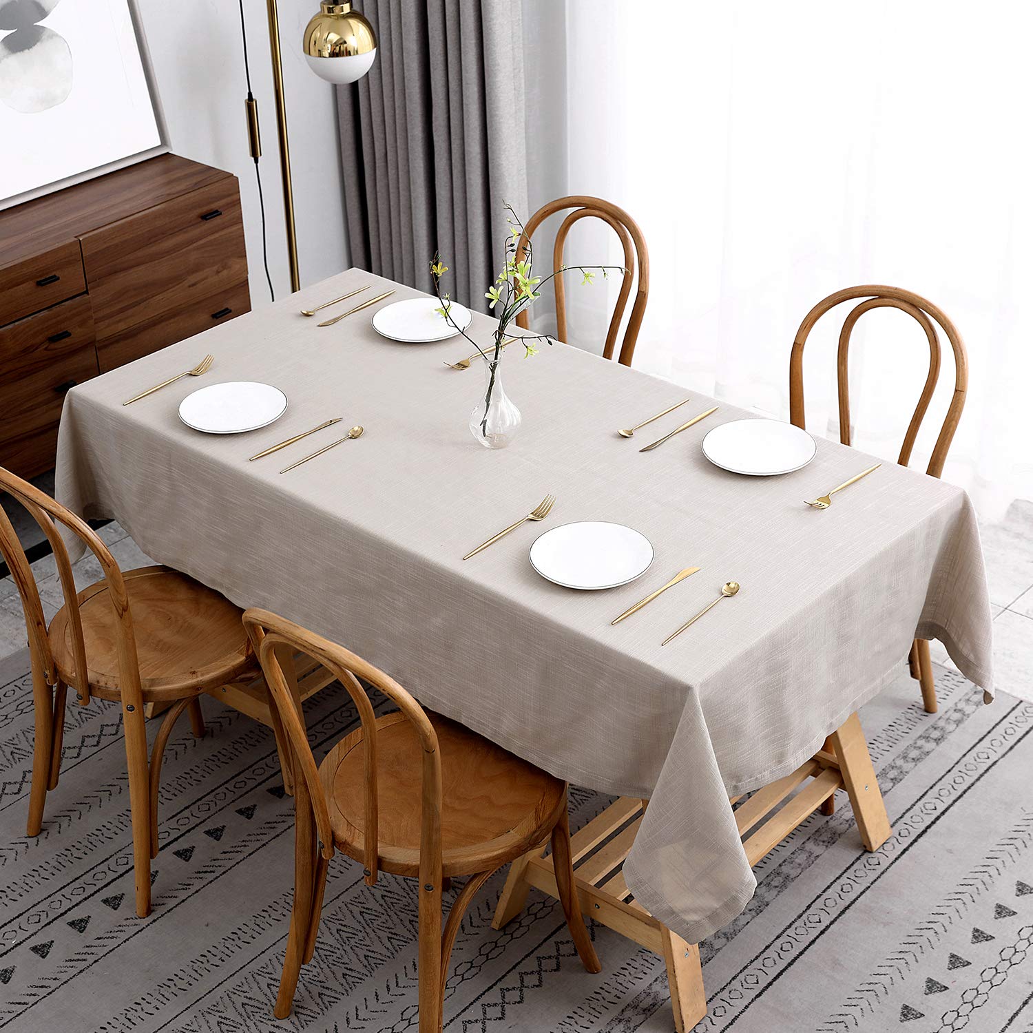 maxmill Lux Faux Linen Table Cloth with Slubby Texture Wrinkle ...