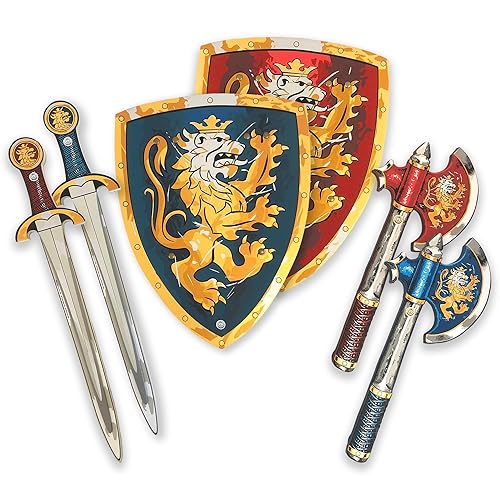 Liontouch - Noble Knight Foam Swords, Shields & Axes, Blue & Red ...