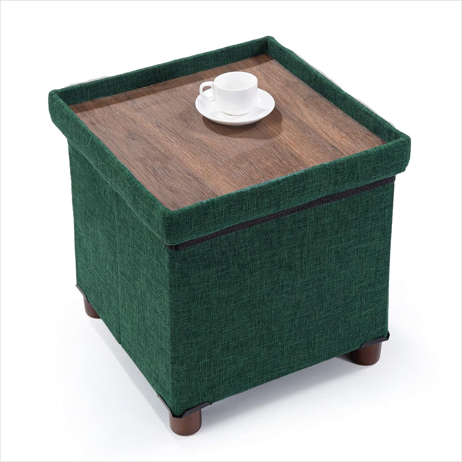 Mua 15 Inches Storage Ottoman with Wooden Legs, Cube Foot Rest Stool ...