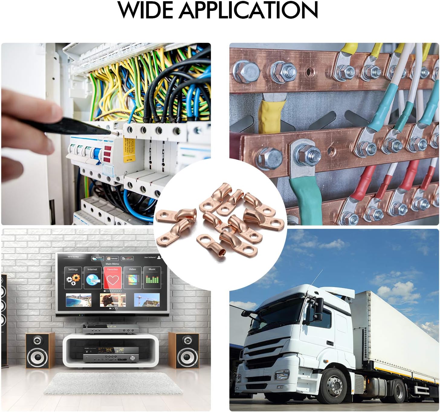 60 Pieces AWG Battery Cable Lugs, 2-6 Gauge Wire Lugs Ring Terminal ...