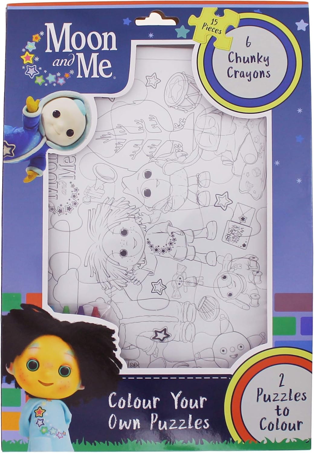 Moon and Me Colour In Jigsaw Puzzles for Children | Includes 6 x Chunky ...