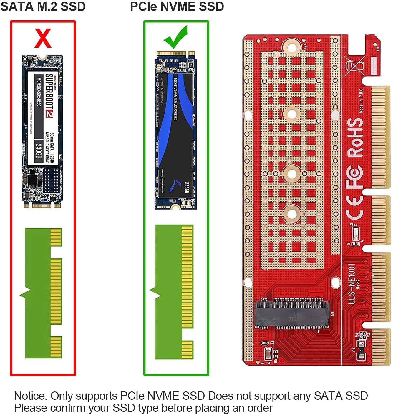 Mua NVMe M.2 SSD to PCIe X4/X8/X16 Card with Aluminum Heat Sink, M.2 to ...