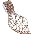 Amazon.com: CSZD RIBBON Brown Fall Stretchable Mesh Glitter Metallic ...