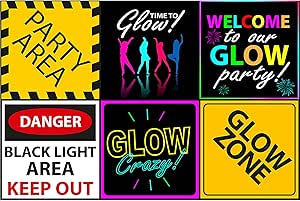 Amazon.com: Glow Party Sign 6" Cutouts, Black Light Party Decorations ...
