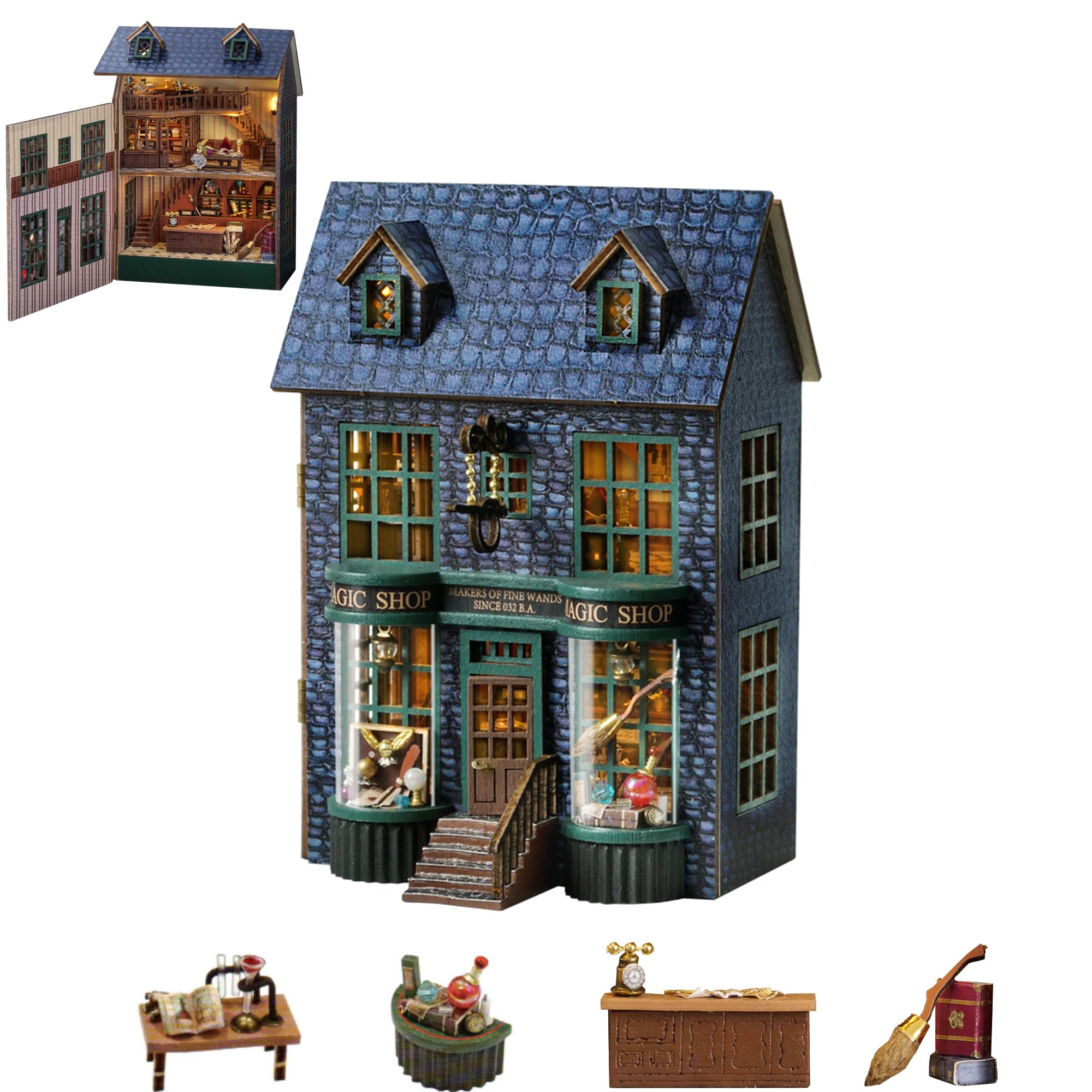 Kisoy DIY Miniature House Kit, Tiny House Building Kit with Furniture ...