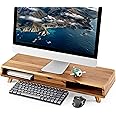 Amazon.com: TINAMO Acacia Wood Monitor Stand with Drawer - Wooden ...