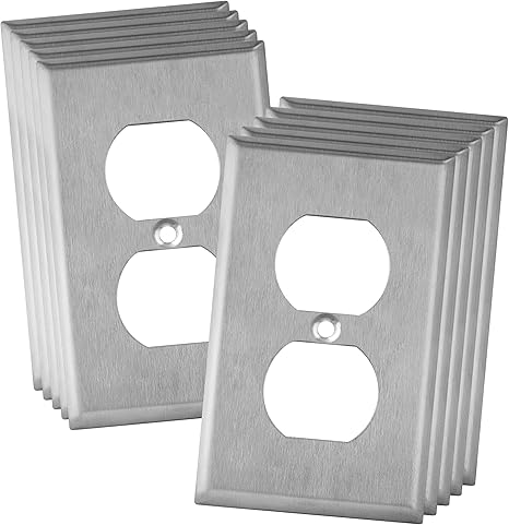 ENERLITES Duplex Receptacle Outlet Metal Wall Plate, Stainless Steel ...