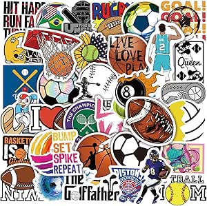 Amazon.com: Sports Stickers for Water Bottles, 50PCS Vinyl Waterproof ...