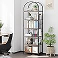 Amazon.com: Homhedy 6-Tier Bookshelf Arched Display Racks, Wood and ...