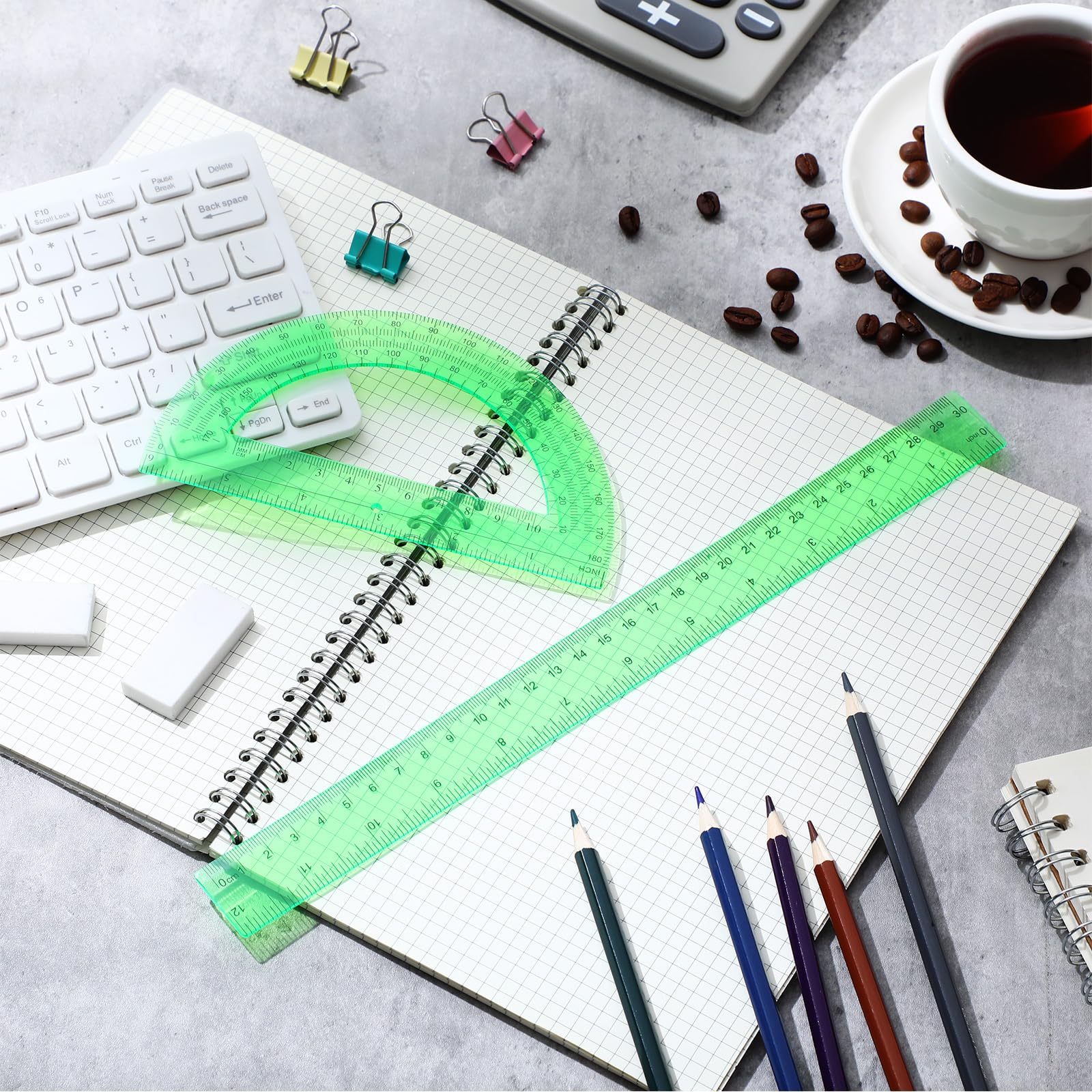Mua Zonon 2 Pack 12'' Plastic Ruler and 6'' Plastic Protractor Set ...