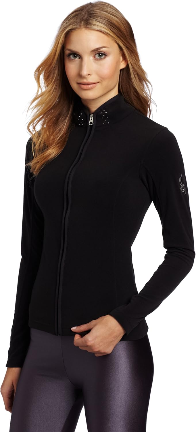 Amazon.com : Spyder Women's Shimmer Full Zip Velour Fleece T Neck Shirt ...