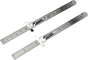 SE 2-Piece Stainless Steel SAE and Metric Ruler Set with Detachable ...