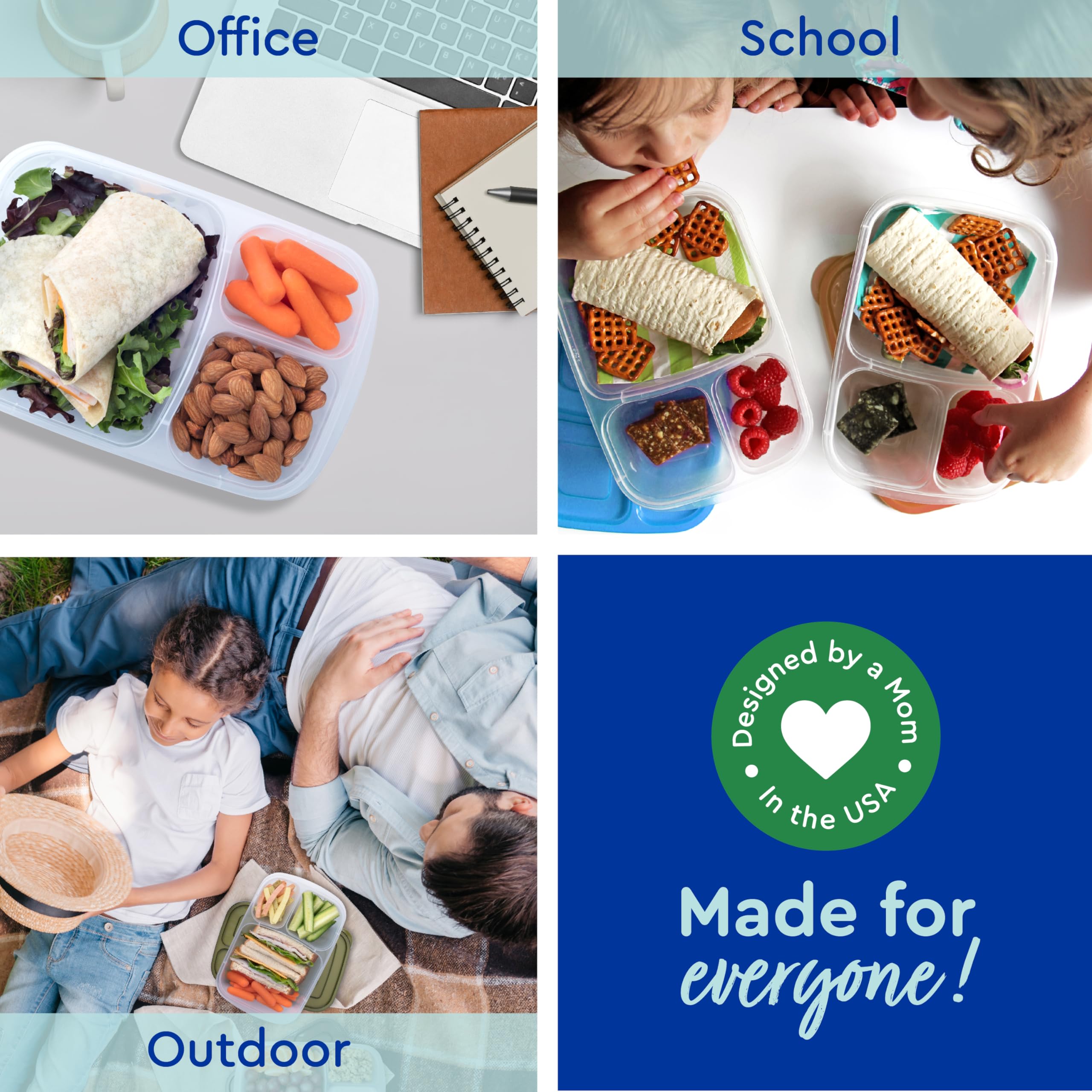 Mua EasyLunchboxes® - Bento Lunch Boxes - Reusable 3-Compartment Food ...