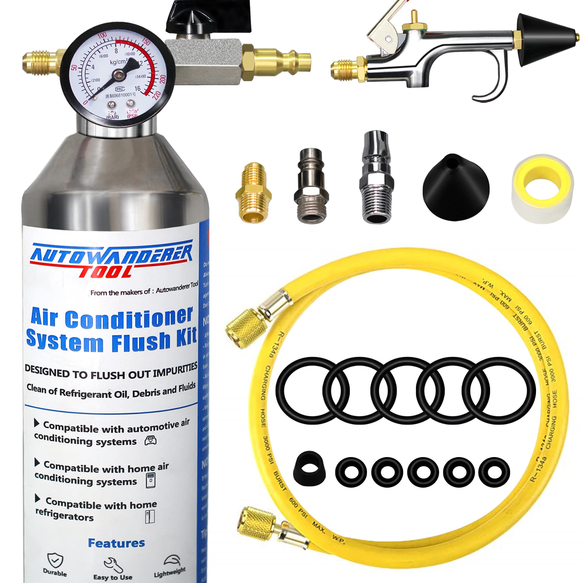 AutoWanderer Tool AC Flush Kit Air Conditioner System Flush Canister ...