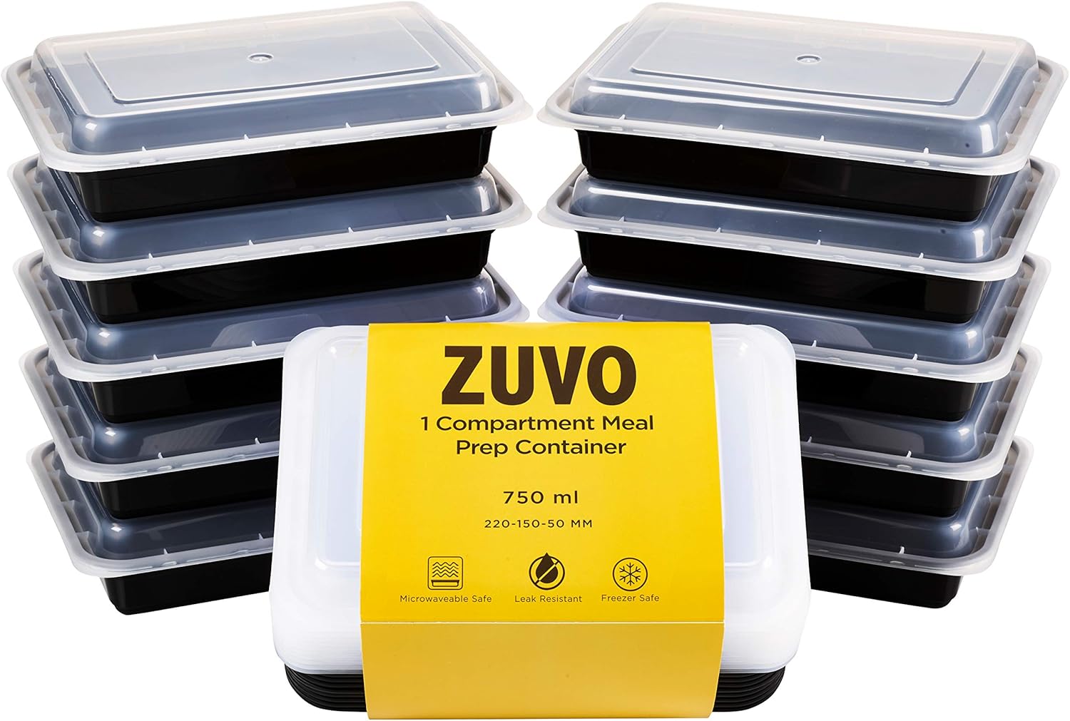 Zuvo 15 Pack 1 Compartment Meal Prep Bento Box. Reusable Food Container ...
