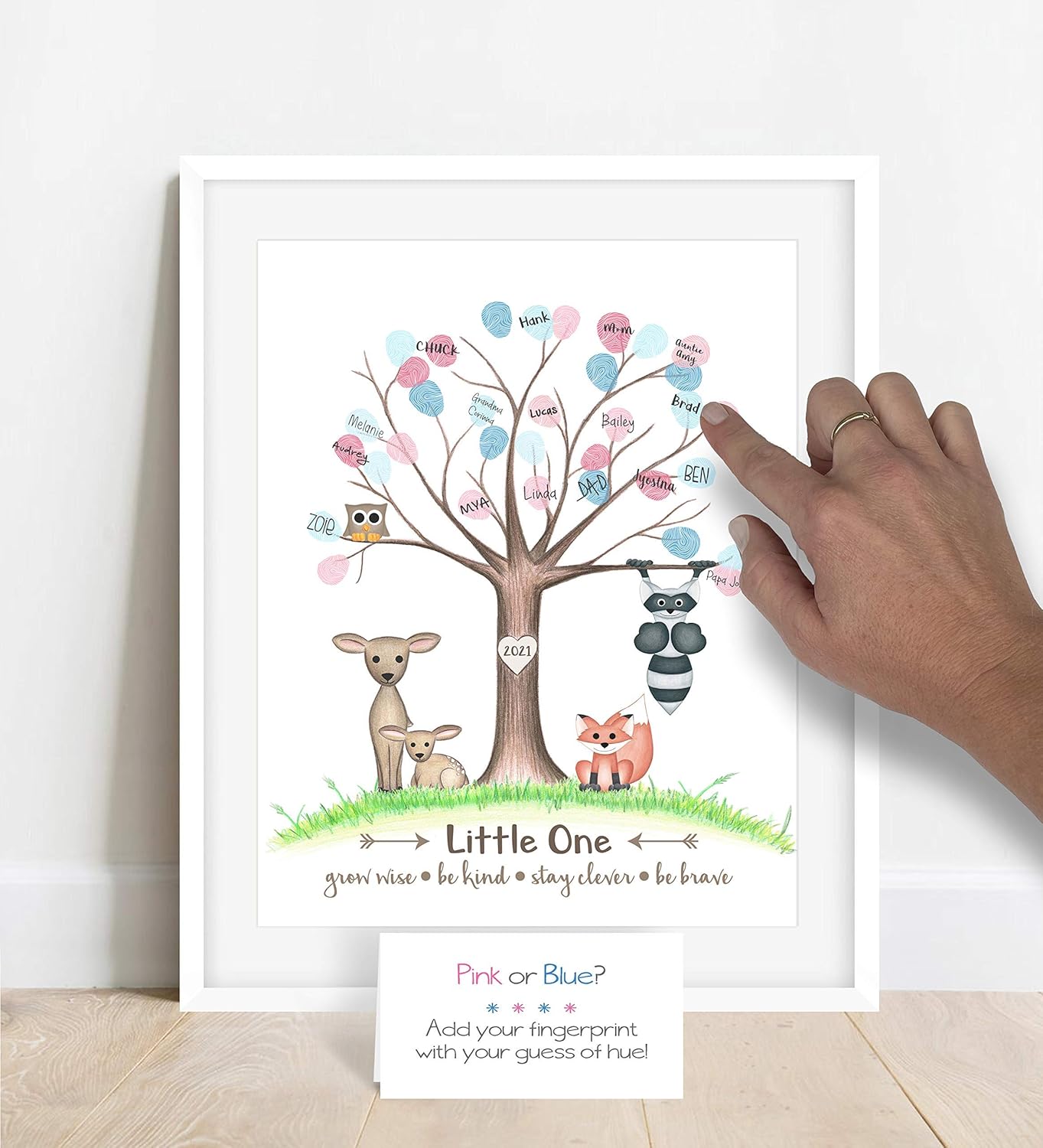 Amazon.com: Personalized Gender Reveal Fingerprint Tree with Woodland ...