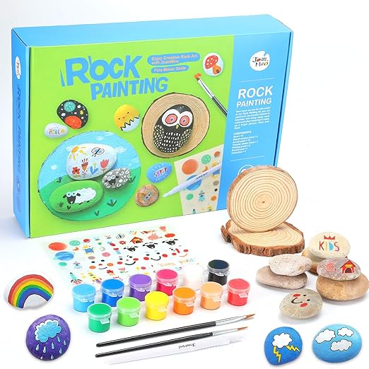 EPCHOO Rock Painting Kit, Creative Kids Decorating Kit With 10 Stones ...