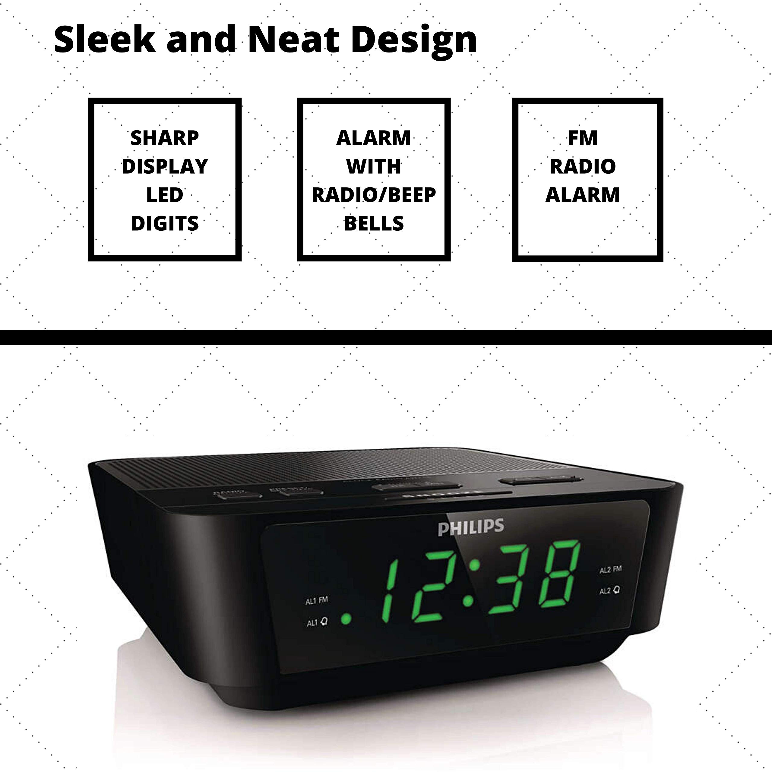 Mua PHILIPS Digital Alarm Clock Radio for Bedroom FM Radio, LED Display ...