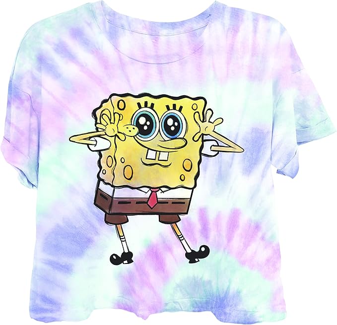 SpongeBob SquarePants Ladies Fashion Shirt Tie Dye Tee Crop Top Tee ...