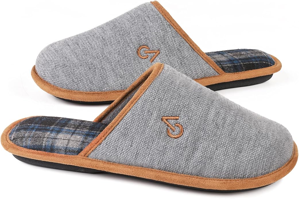 VeraCosy Men's Knitted Scottish Breathable Classic Memory Foam Slippers ...