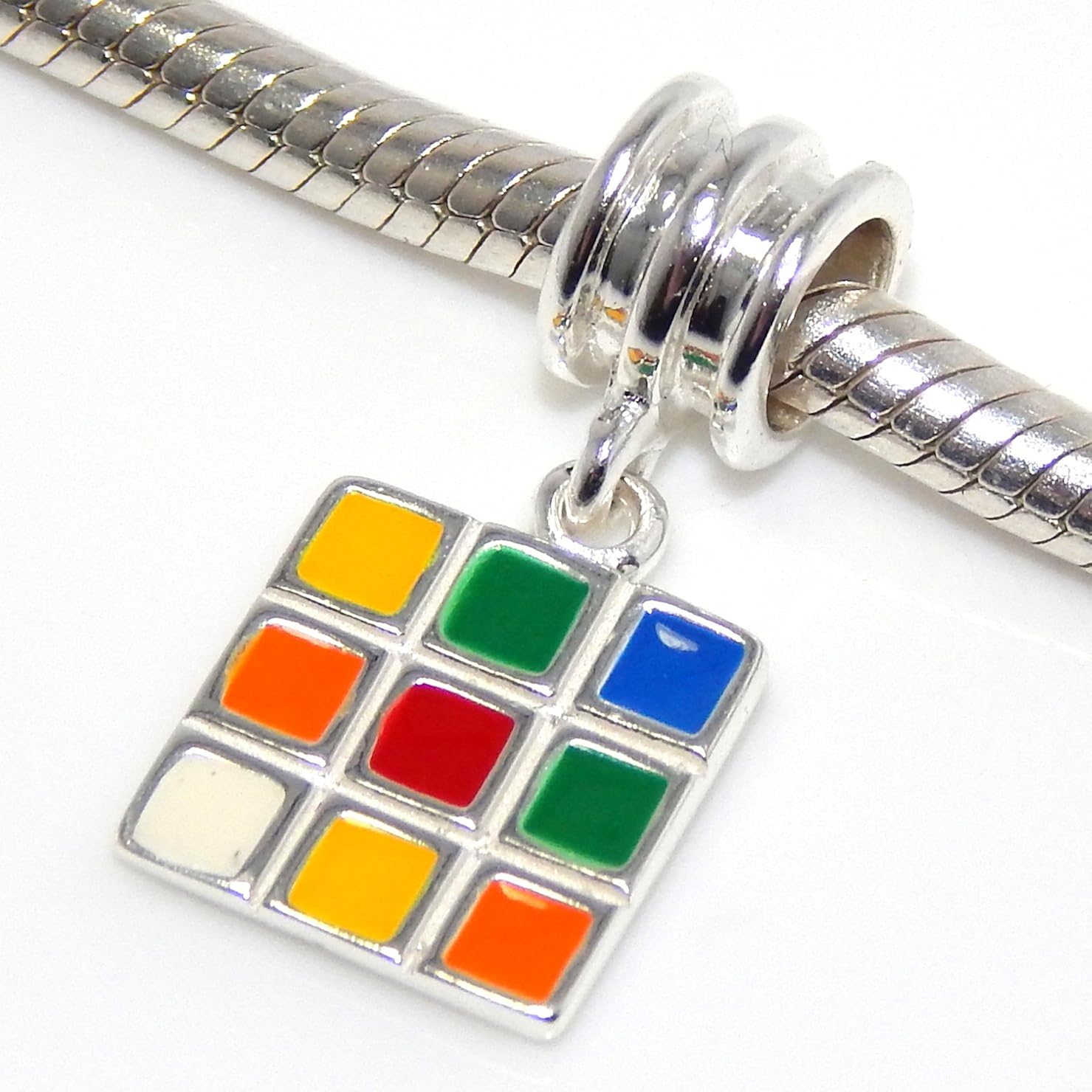 Amazon.com: 925 Sterling Silver Dangling "One Dimensional Rubik's Cube ...