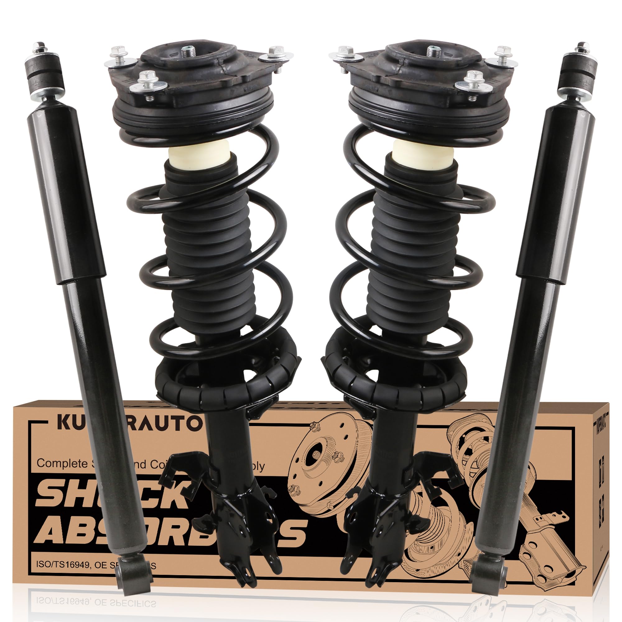 KUIPERAUTO Front and Rear Complete Struts Coil Spring Assembly Shock ...