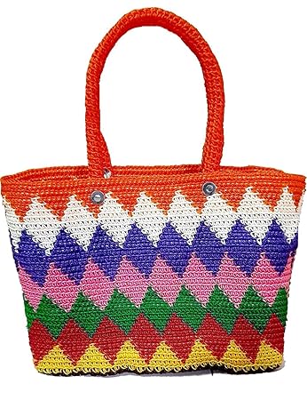 KB & CO Handmade Plastic Wire Bag/Crochet Koodai Medium Size is (25L x ...