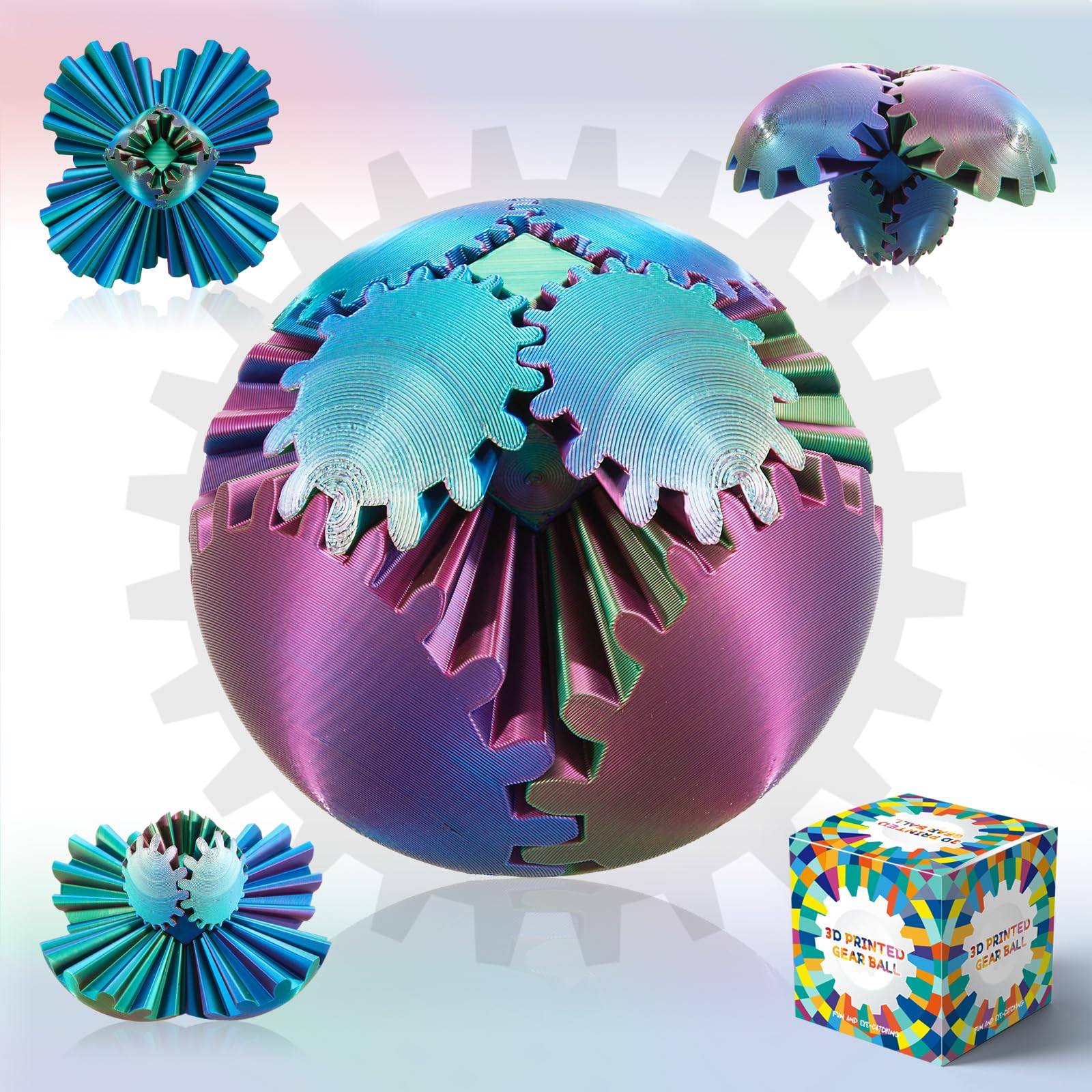 Gear Ball-3D Printed Gear Sphere,3D Printed Spin Ball Cube Fidget Toy ...