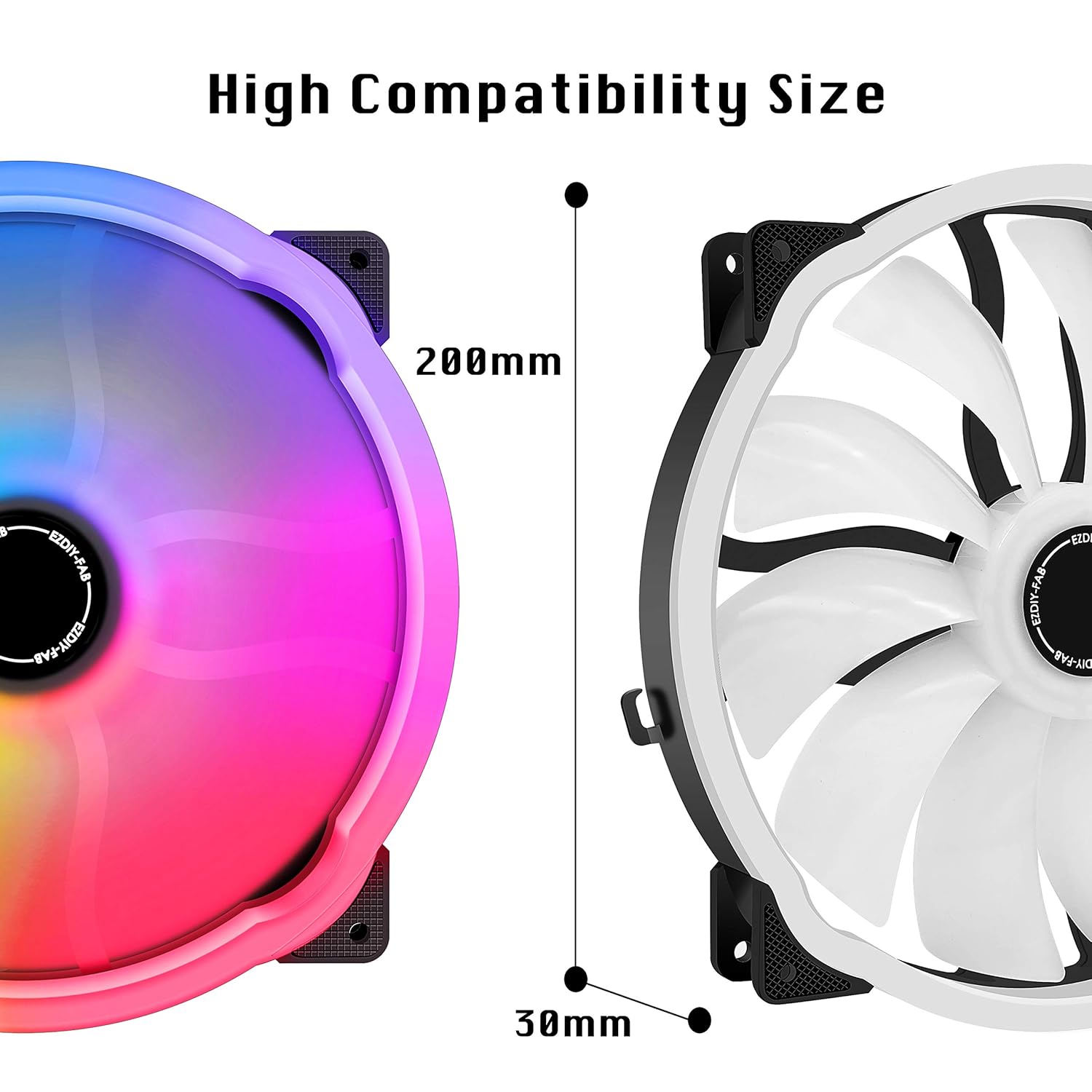EZDIY-FAB 200mm ARGB Case Fan 800rpm, 200mm 5V ARGB Fan for Computer ...